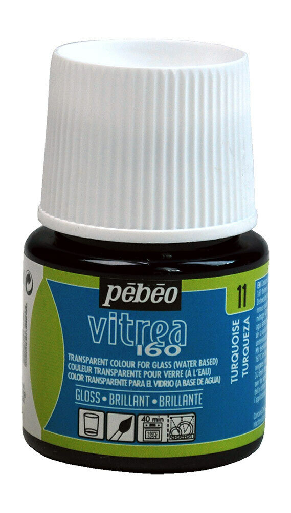 Краска по стеклу Pebeo глянцевая, под обжиг, Vitrea 160, 45 мл, бирюзовый