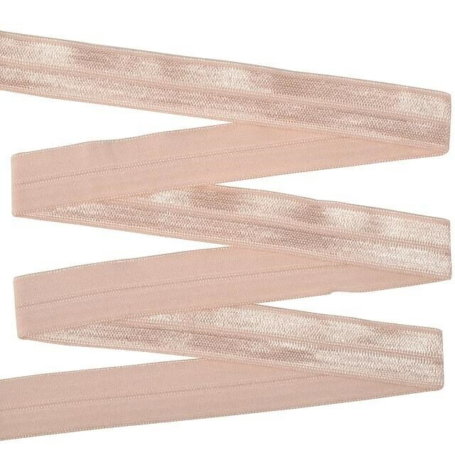 Резинка окантовочная трикотажная (бейка эластичная) блестящая шир.15мм цв. S185 серебристый пион упак. 50 м.