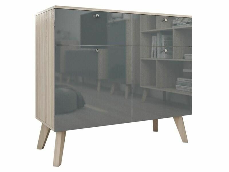 Комод для вещей "Парма 15.4" 100х90х40, дуб сонома / графит глянец