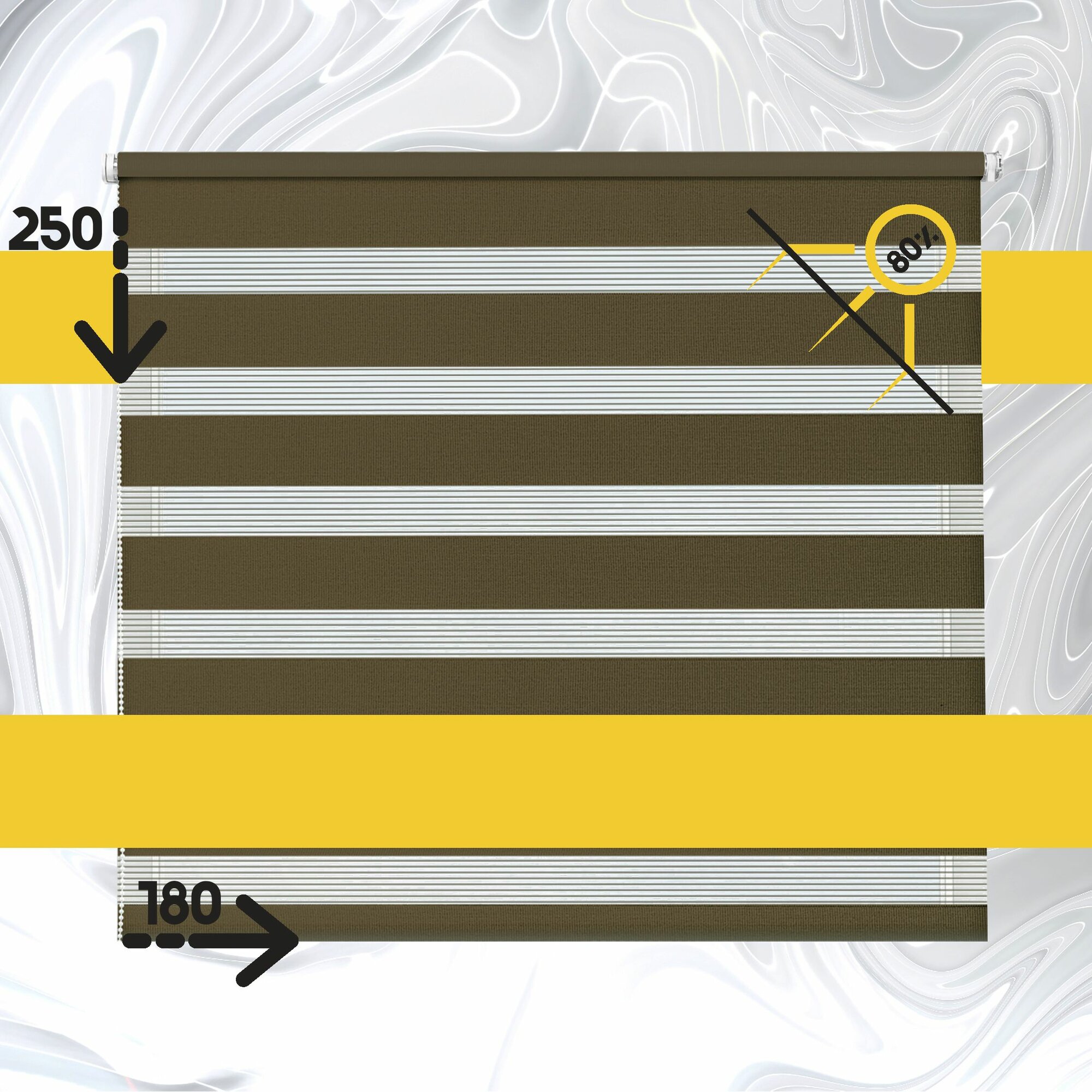Рулонные шторы День-ночь Стандарт коричневый не блэкаут на окна без сверления 180 на 250