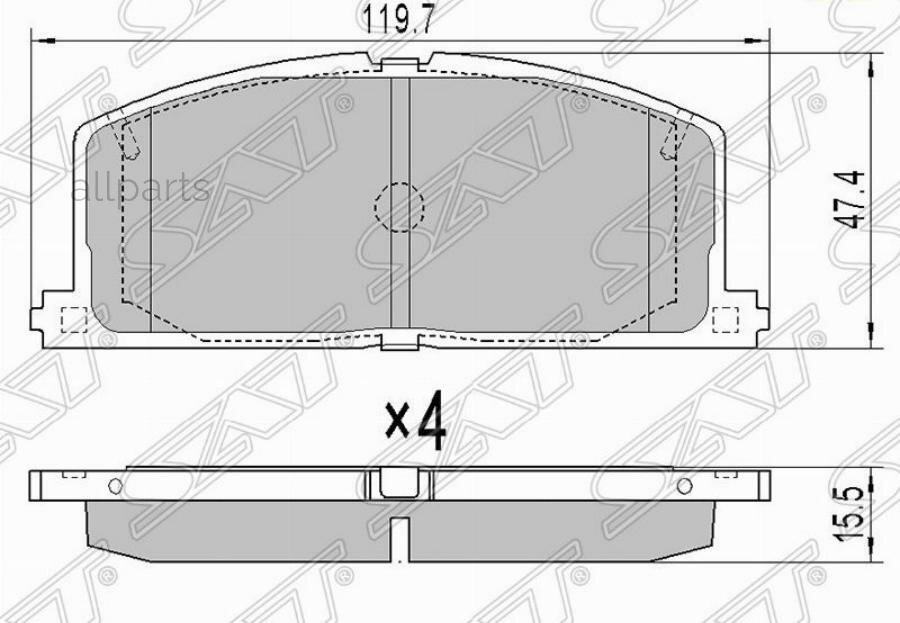 SAT ST-04465-YZZ50 Колодки тормозные (Спереди) Toyota Caldina (T190) 92-02 / Camry Japan 82-92