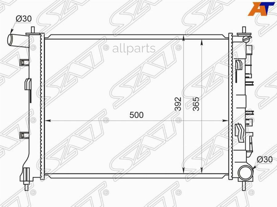 SAT HY0016-2-MT Радиатор Hyundai Solaris 17-20 / Kia Rio 16-22 / Hyundai Accent 17-22 / Kia Rio X-Line 17-20