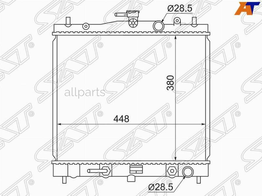 SAT NS0001-K12 Радиатор Nissan March 02-10 / Note 05-13 / Tiida 04-14 / Cube 02-08 / Renault Clio 05-11 / Modus 04-