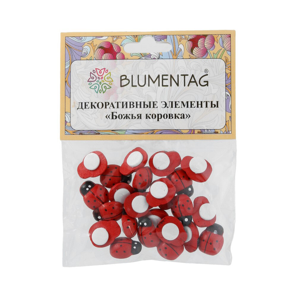 Декоративные элементы "Blumentag" WLBF-01 24 шт. 1.5 см "Божья коровка"/красный