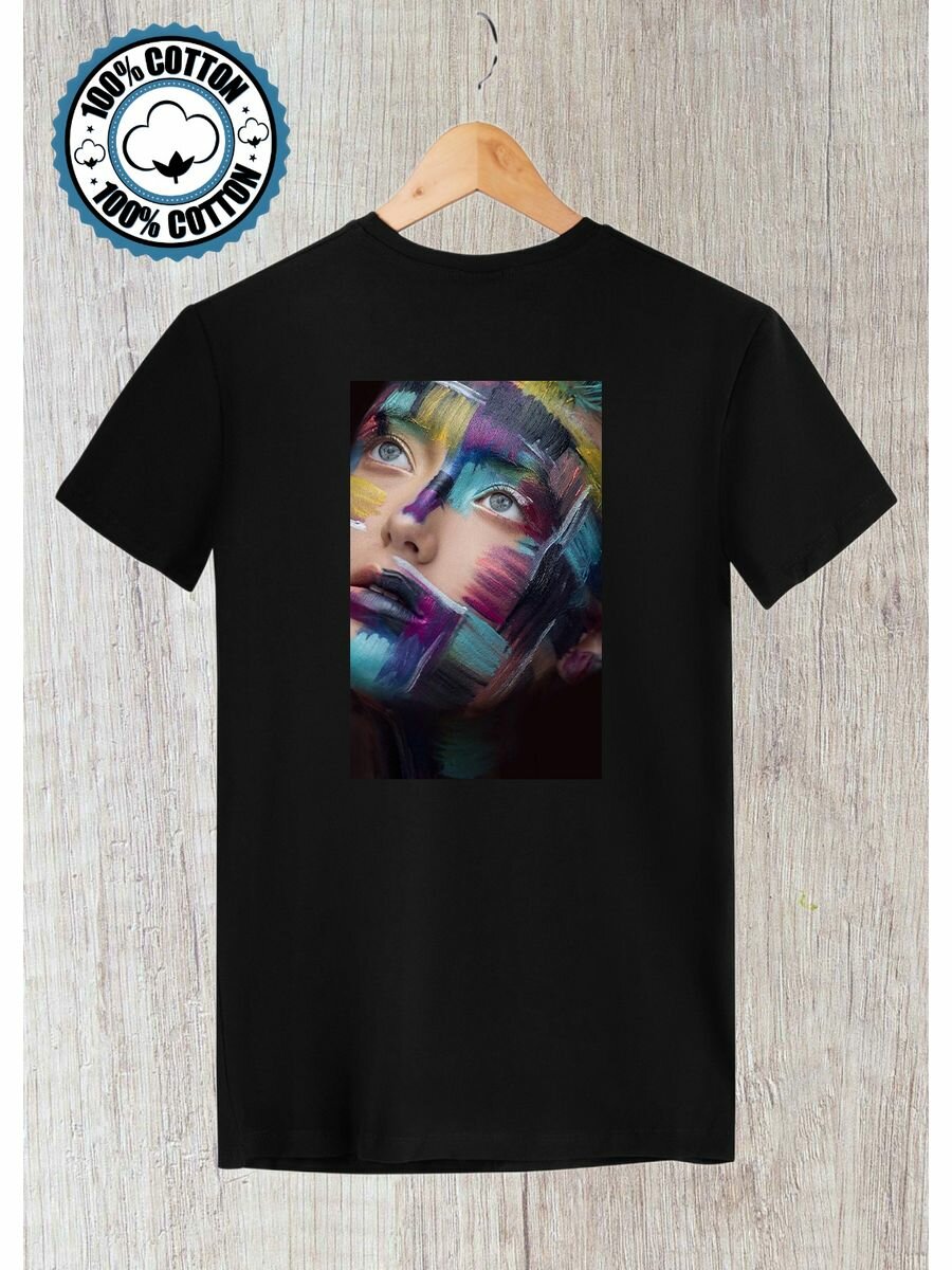 Футболка лицо девушки мазки краски