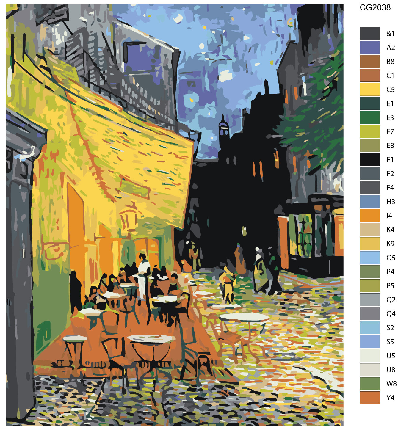 Картина по номерам "Ночная терраса кафе" Винсент Ван Гог CG2038 40_50