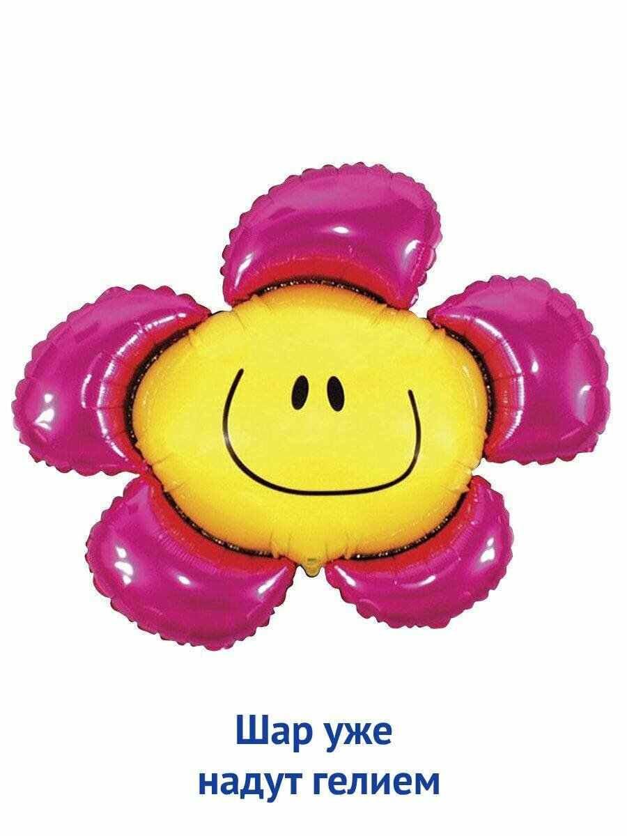 Воздушный шар с гелием фольгированная фигура Цветочек фуксия