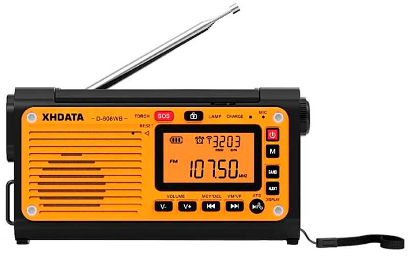 Портативный походный радиоприемник XHDATA D-608WB black orange