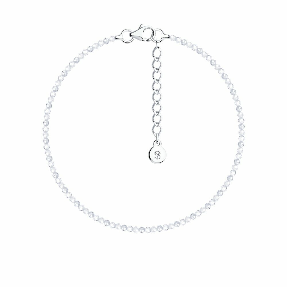 Браслет, серебро, 925 проба, родирование, фианит