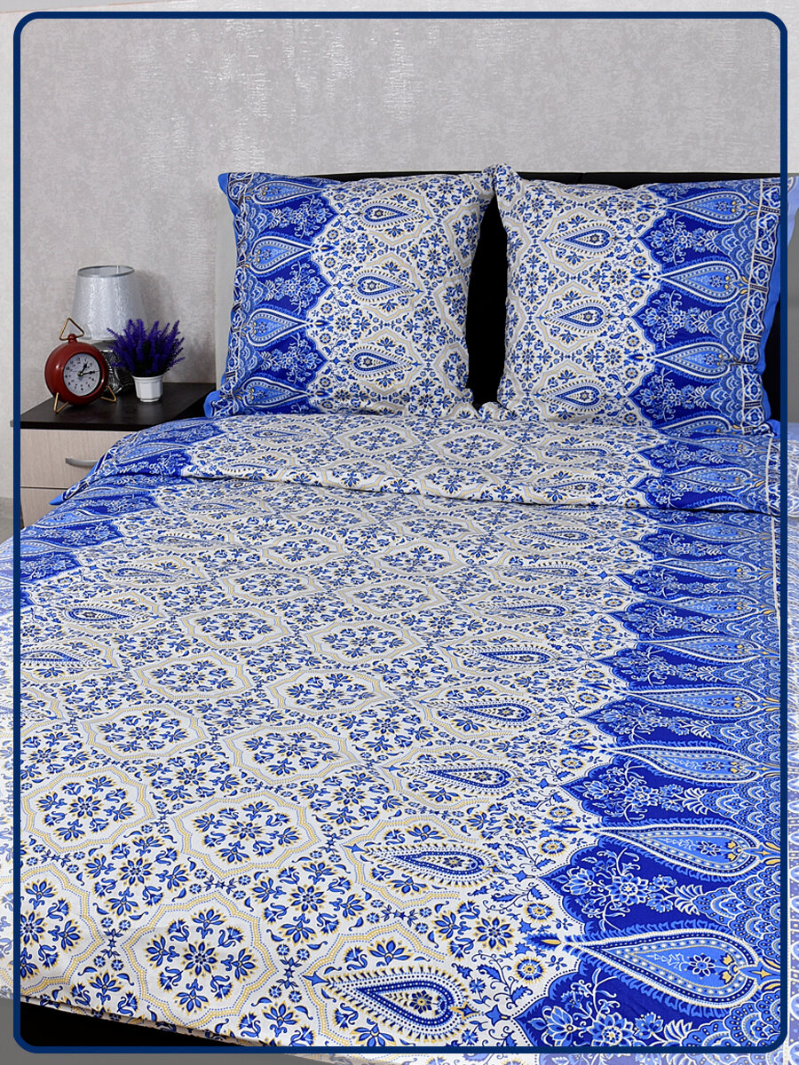 Постельное белье Шуйская бязь Огурцы синие 6229-1 2 спальное