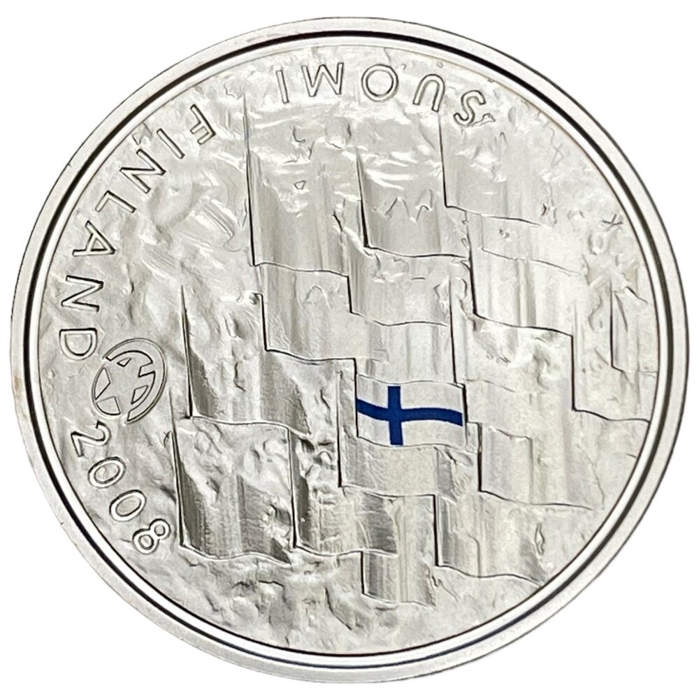 Финляндия 10 евро 2008 г. (90 лет флагу Финляндии) (Proof) (Капсула)
