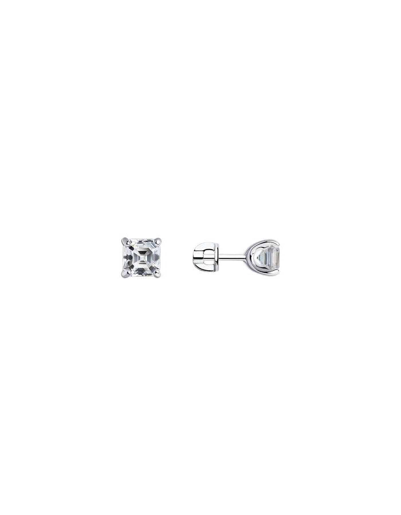 Серьги пусеты, серебро, 925 проба, родирование, фианит