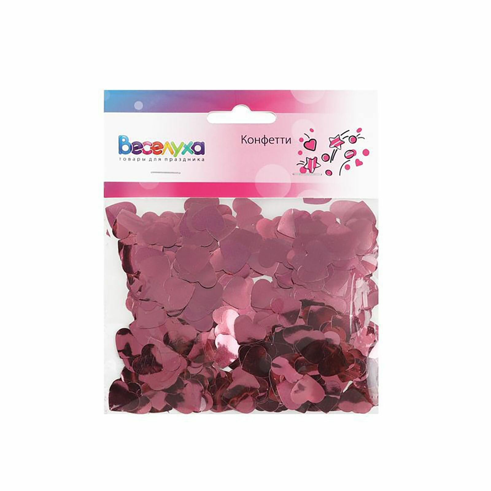 Конфетти "Сердца" Нежно-розовые фольгированные, 1 см, 10 г. / Веселуха