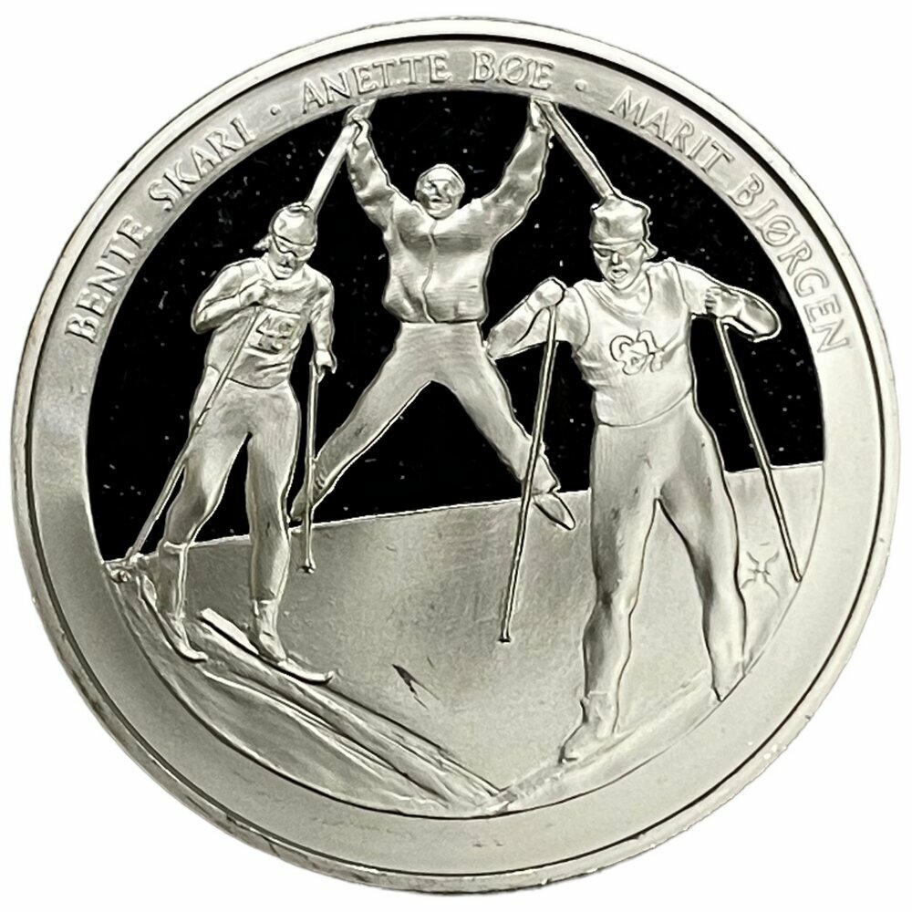 Норвегия, медаль "Бенте Скари, Анетте Бёэ, Марит Бьёрген. 100 лет Федерации лыжного спорта" 2008