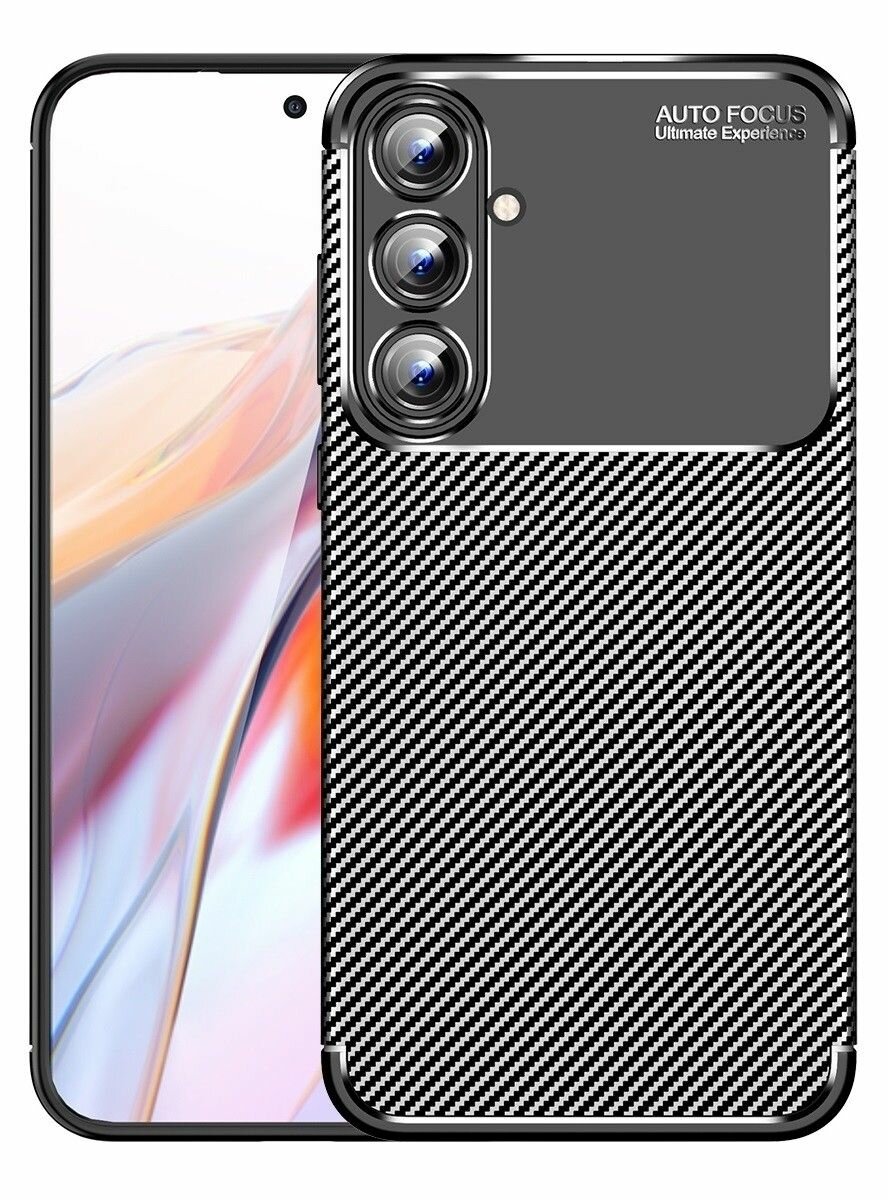 Чехол на Samsung Galaxy A35 5G силиконовый под карбон чёрный
