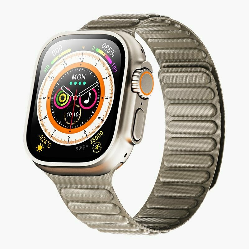 Ремешок для iWatch 49/45/44/42 mm Keephone FineWoven Loop Magnetic Bands / Темно-бежевый