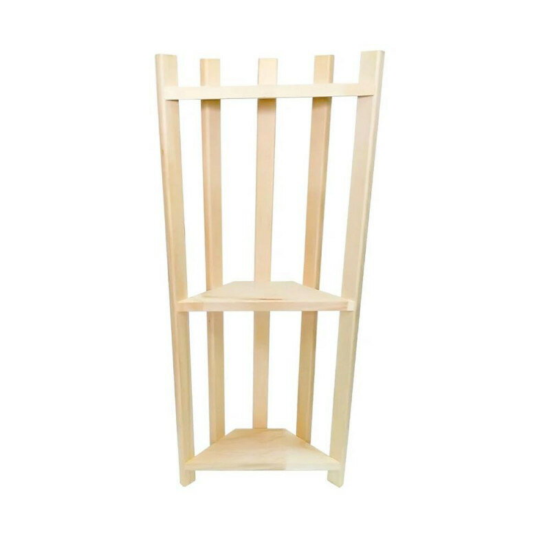 Полка для бани угловая (липа) 3х ярусная 750х300х120 Бацькина баня 30399