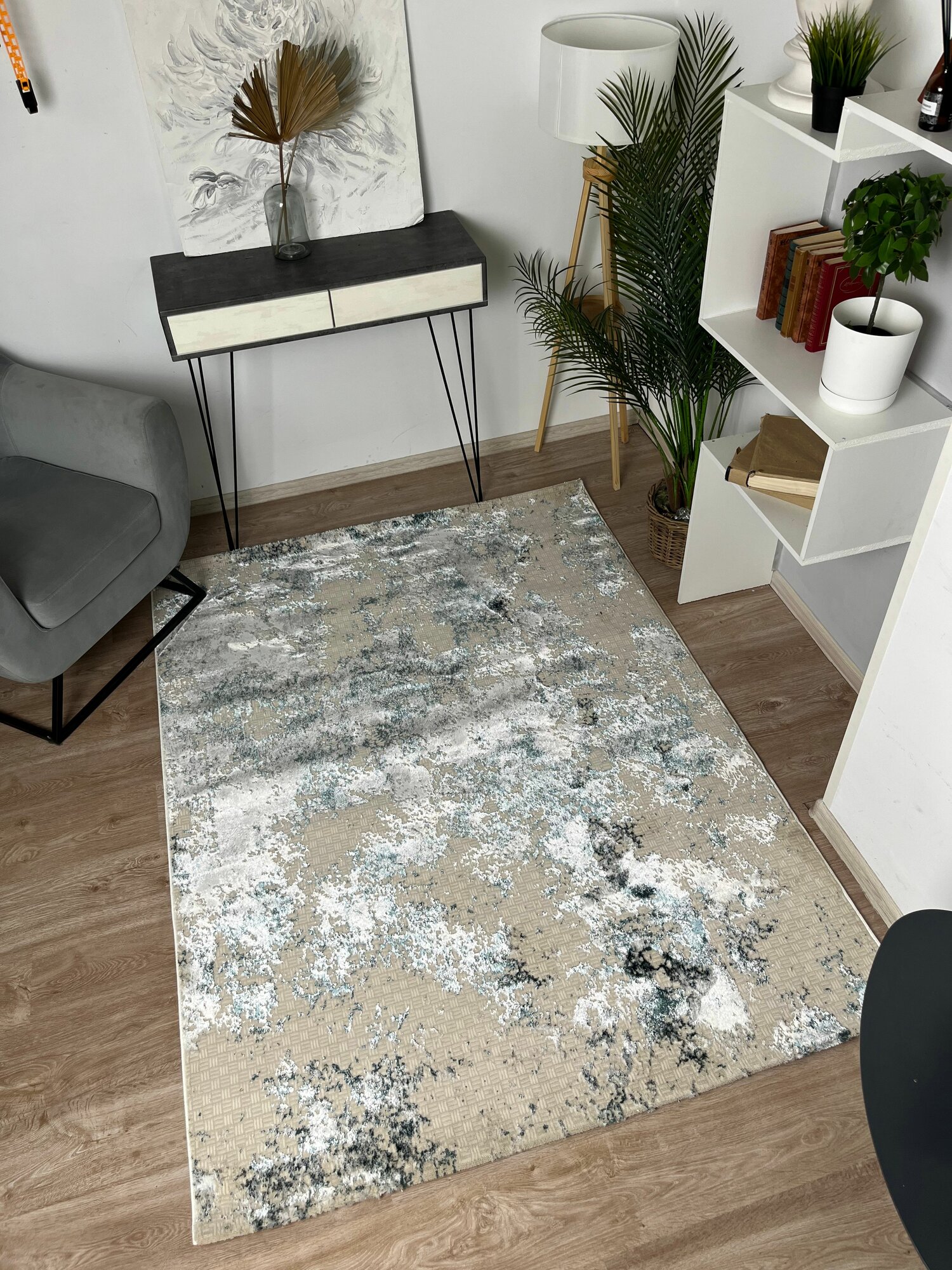 Ковер "Cream-Blue" из Турции, прямоугольный (300x400) в гостиную, зал, спальню, кухню, прихожую, кабинет, комнату.