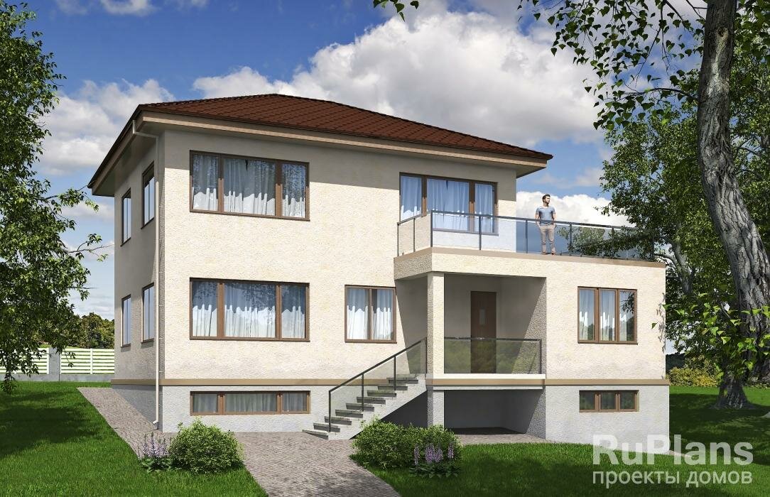 Двухэтажный дом с подвалом и террасой (244 м2, 10м x 13м) Rg5344
