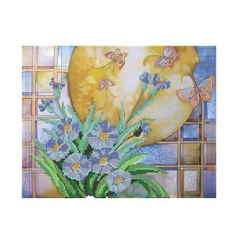 Тканая основа для вышивания бисером GAMMA арт. OBB-0101 "Весенний букет" 34 х 38 см