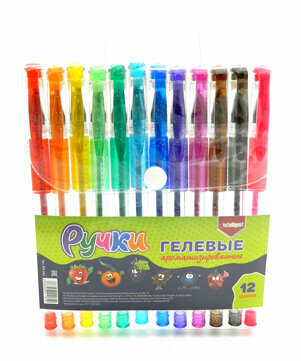 Ручки гелевые набор-12 цв. BW-181 Ароматизированные 0,5мм, прозрачный корпус с резиновым грипом