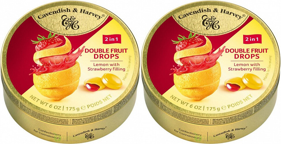 Cavendish & Harvey Леденцы с жидким центром Лимон Клубника, 175г, 2шт