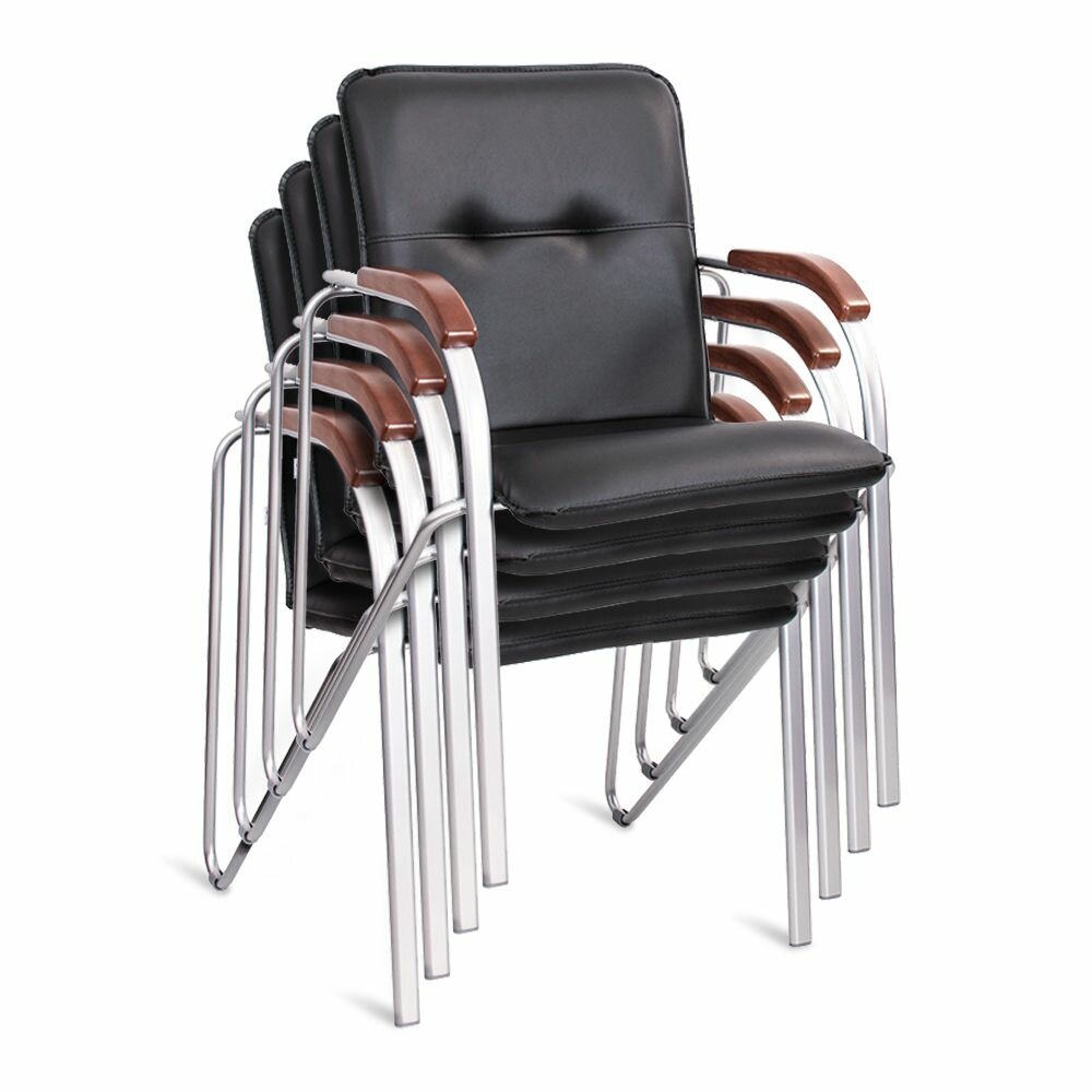 Стул офисный_Кресло Самба Хром SAMBA chrome (комплект 4 шт), V4 черный