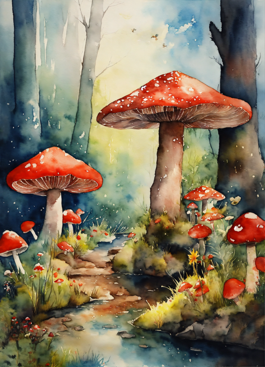 Картина по номерам "Волшебные мухоморы" 40х50 см, хлопковый холст на подрамнике, акрил, Hobby Home
