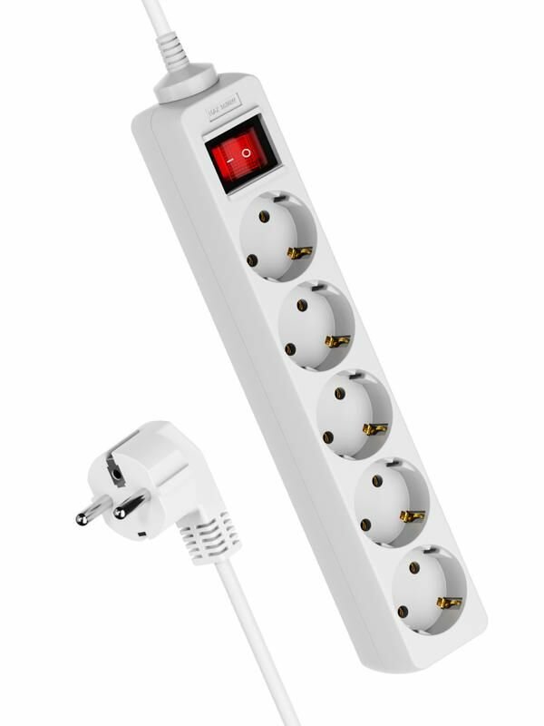 Удлинитель 5х5м с заземл. 16А IP20 ПВС 3х1 с выкл. Космос YKsm5m-5g-Z-V(K)