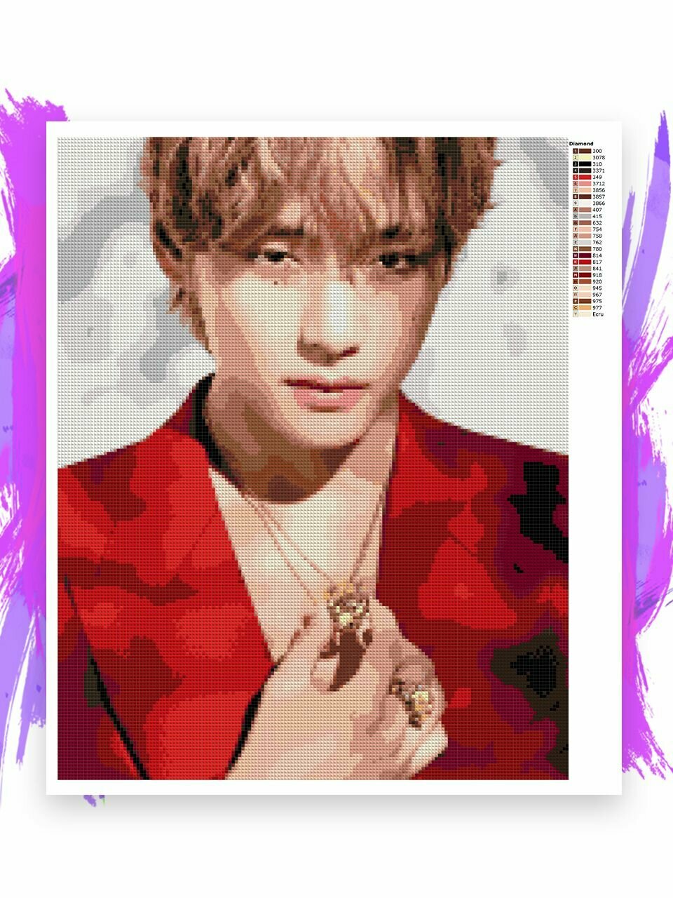 Алмазная мозаика без подрамника - вышивка BTS Ким Тэхен - Амбассадор 40 х 50 см