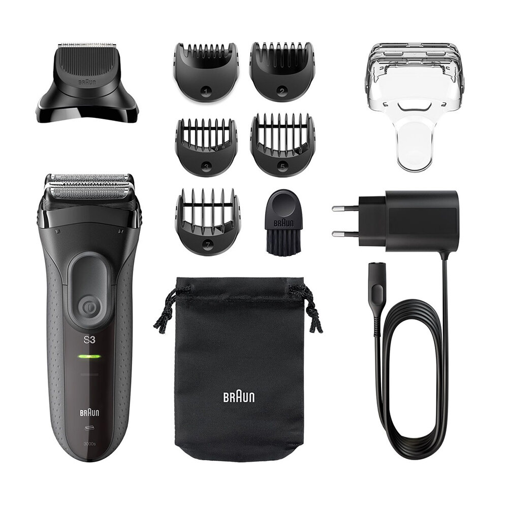 Электробритва мужская Braun Series 3 Shave&Style 3000BT + насадка-триммер и 5 гребней, черный -JU