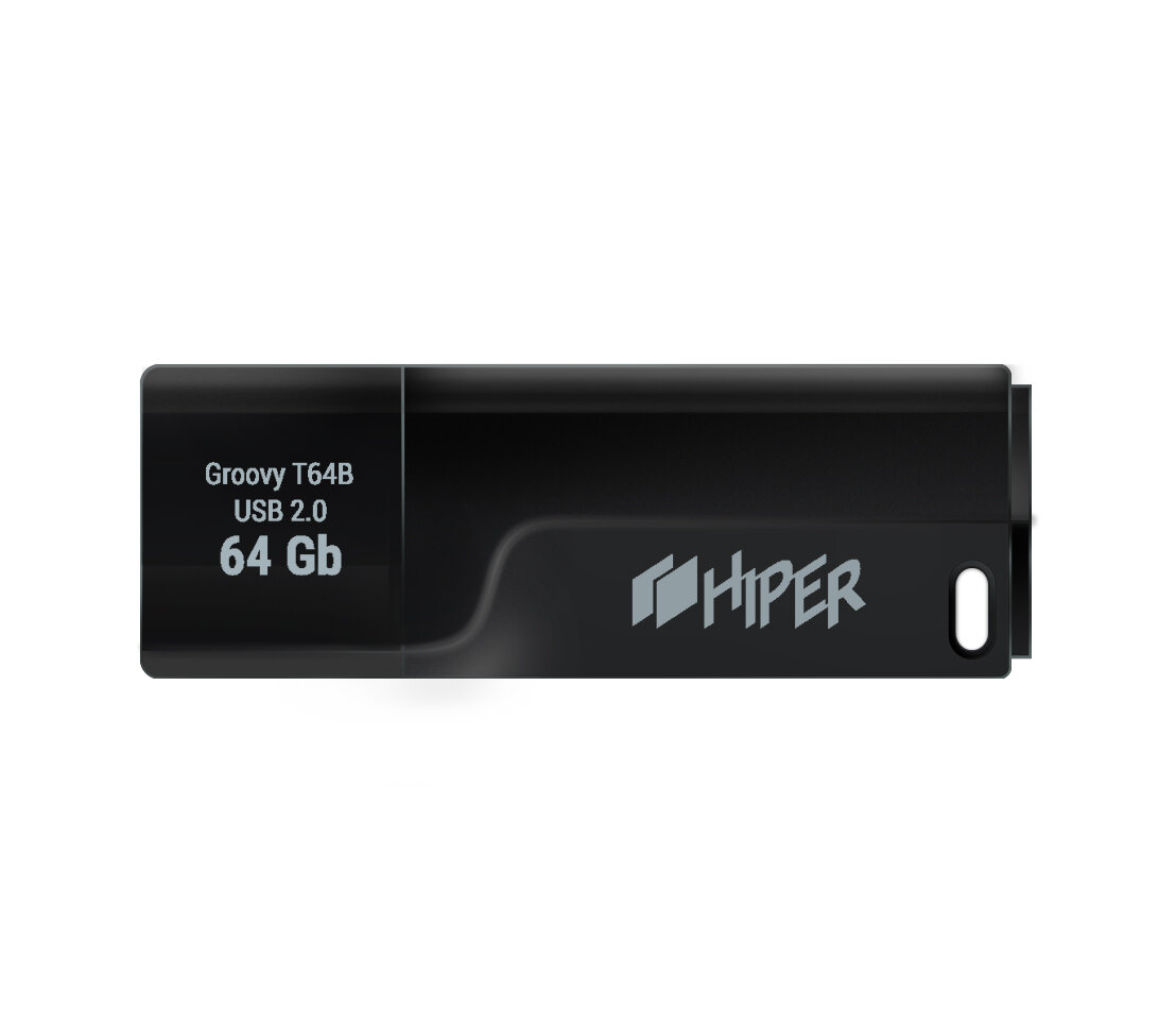 Накопитель HIPER USB2 Flash 64GB Hiper Groovy T, черный