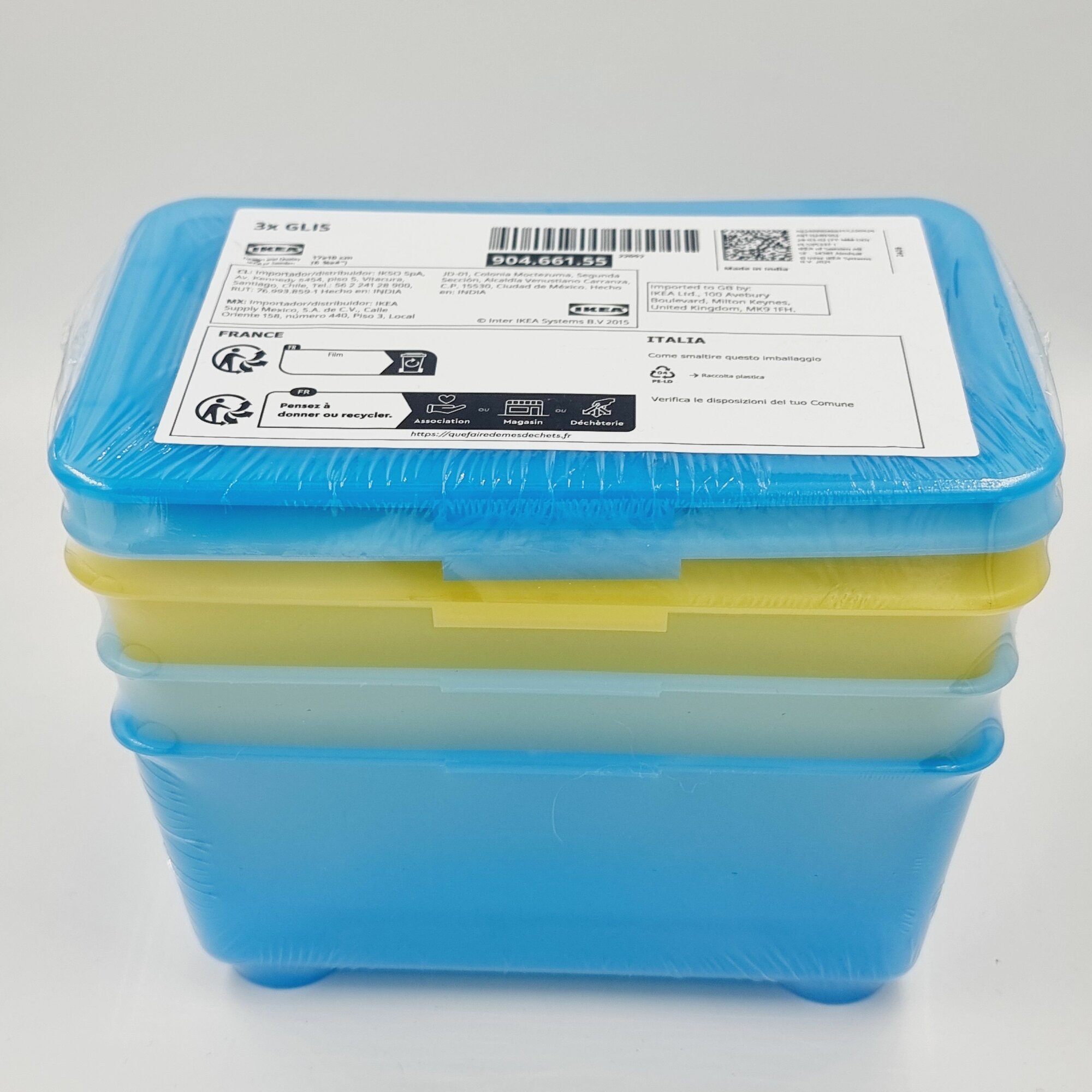 IKEA Набор разноцветных контейнеров Glis (в наборе 3 шт.) для хранения мелких вещей