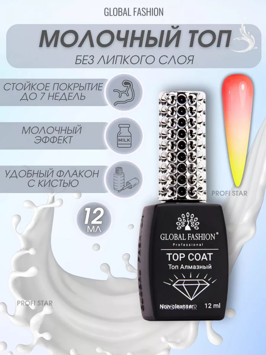 Молочный топ для ногтей GlobalFashion
