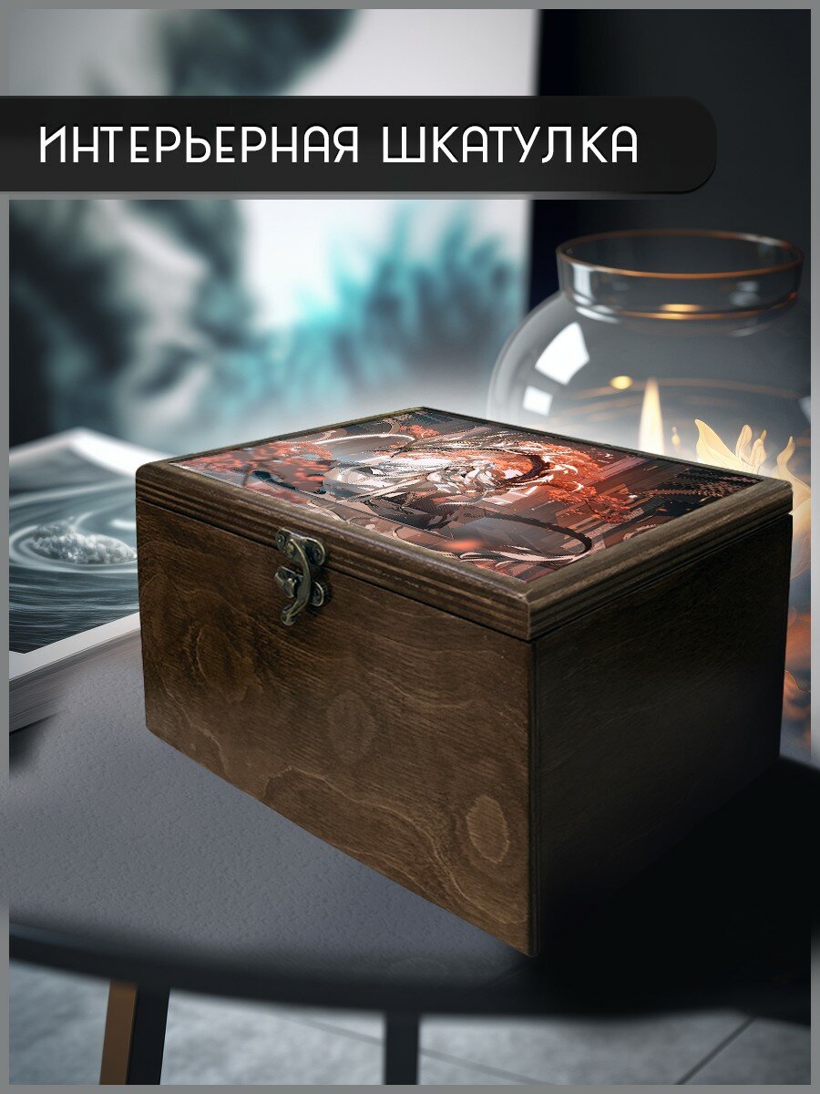 Шкатулка интерьерная для украшений универсальная 22x17x12 см игра Wuthering waves (Цзиньси, дракон, девушка, аниме, PC, PS, Xbox, Switch) - 2081