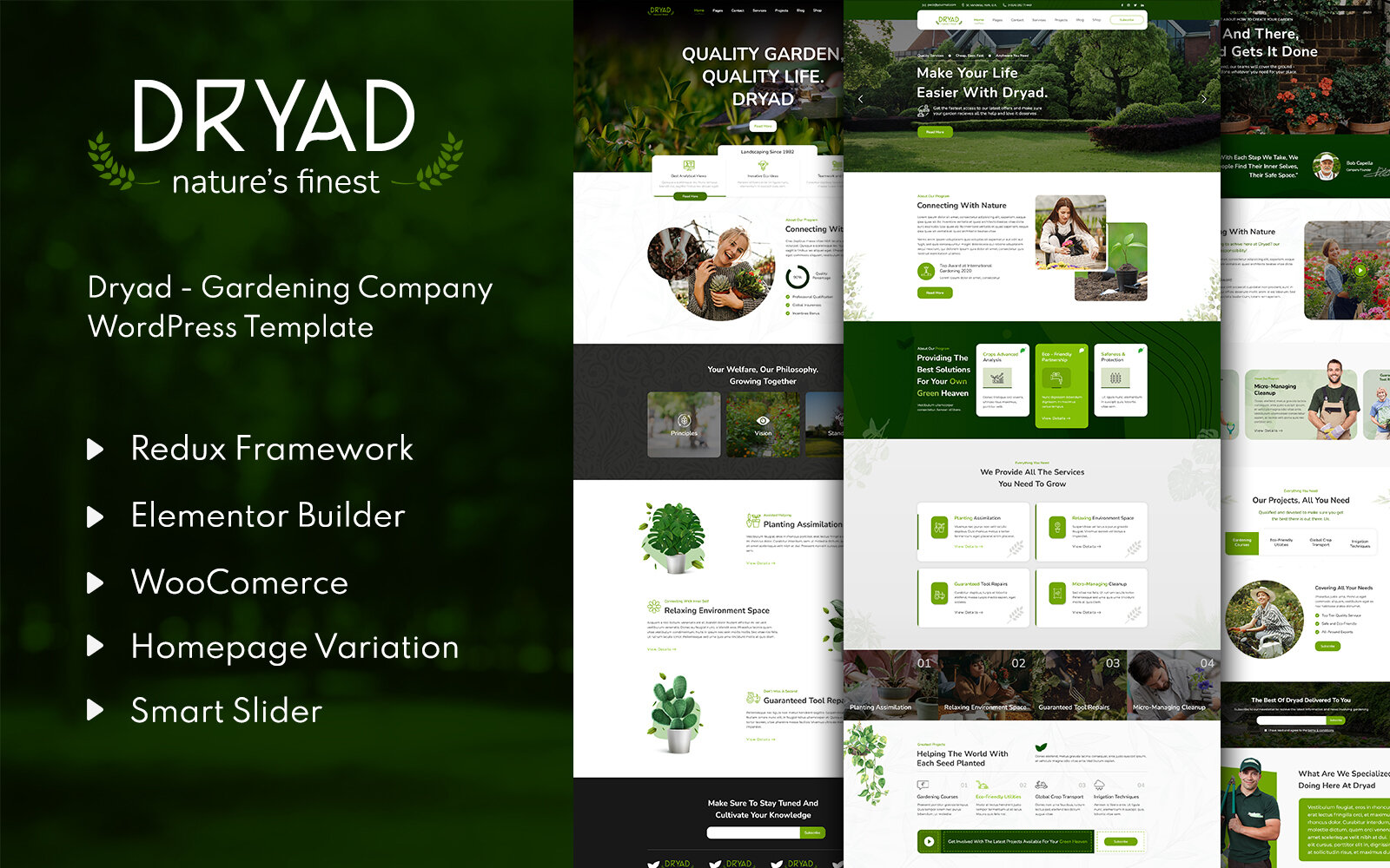 Подарочный сертификат на Шаблон для сайта Вордпресс с демоконтентом Dryad - Gardening Company Theme WordPress