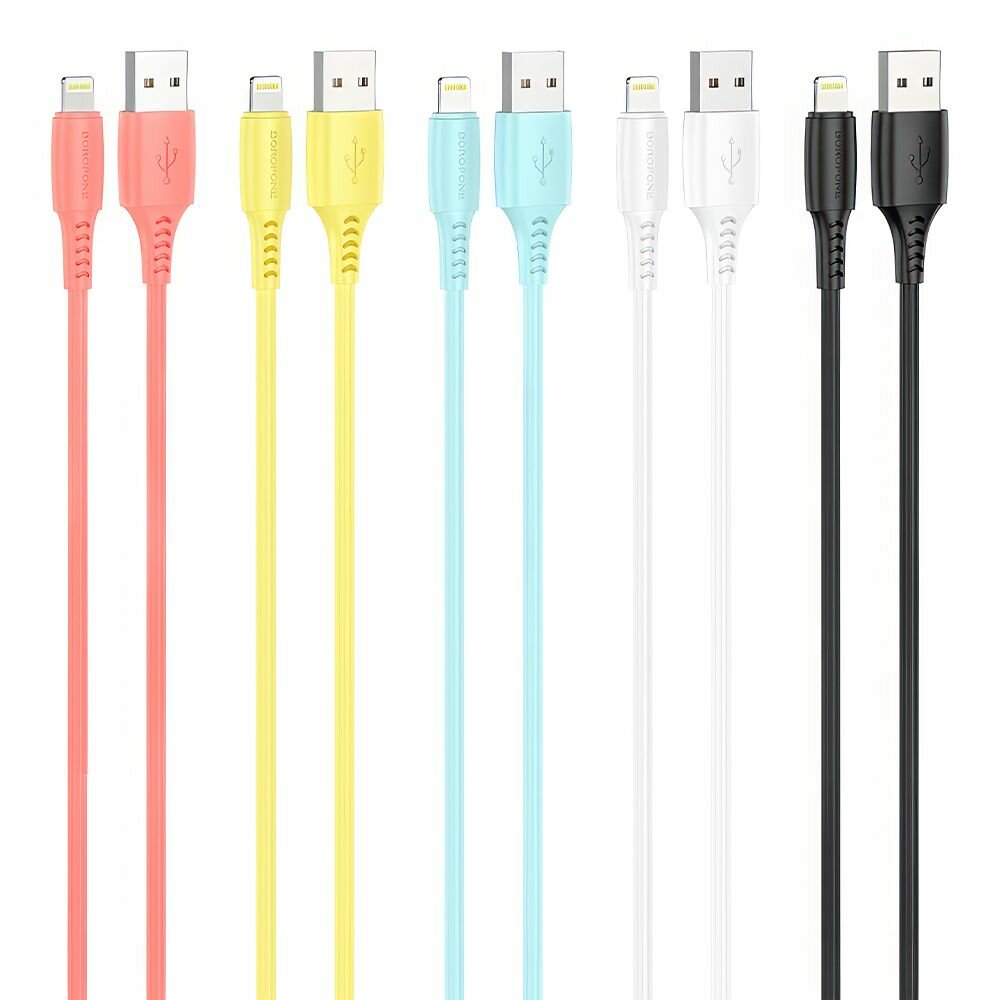 Комплект USB кабелей BOROFONE BX40 Multicolor Superior Lightning 8-pin, 2.4А, с ароматом конфет, упа