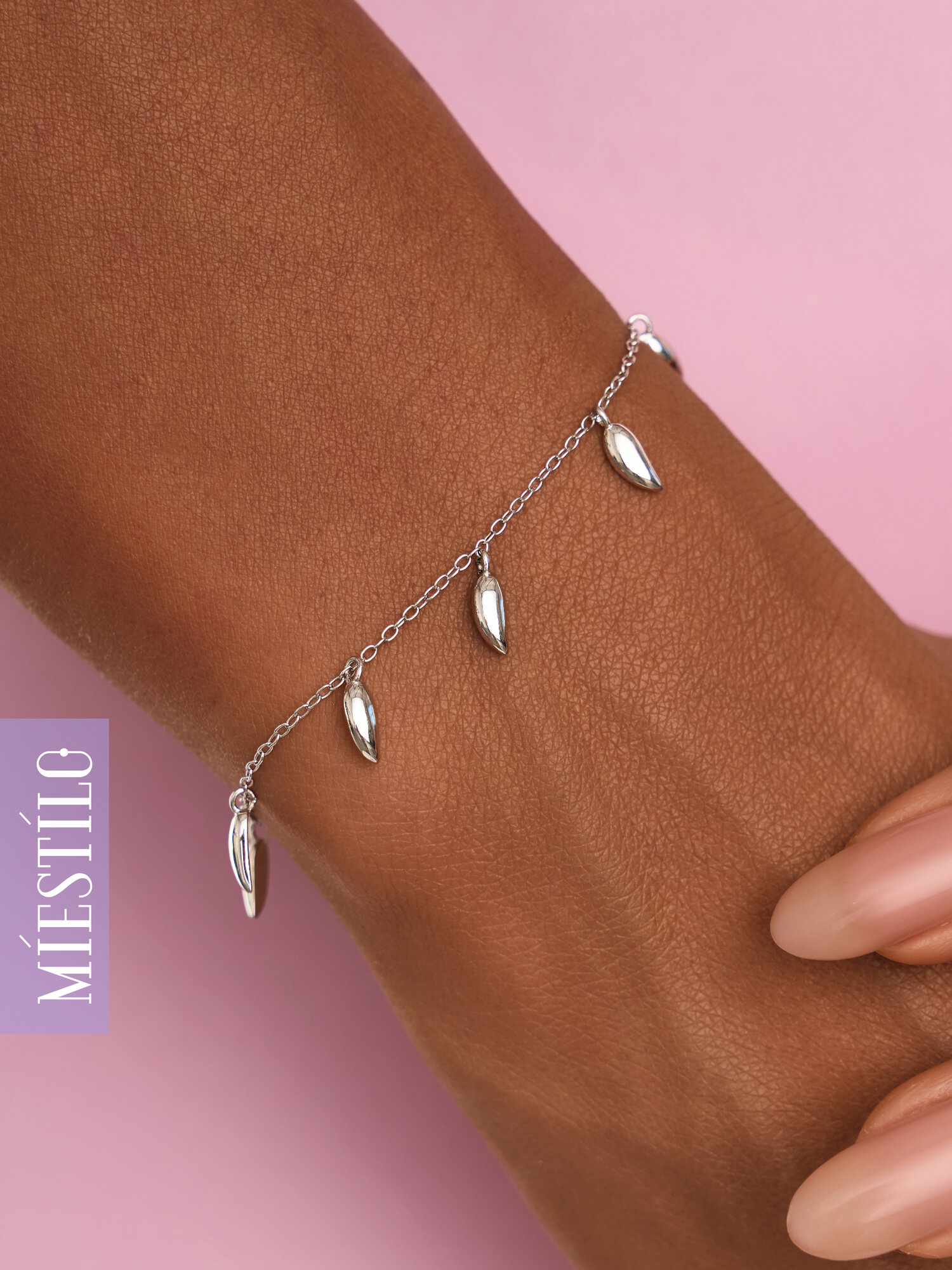 Браслет-цепочка, серебро, 925 проба, родирование