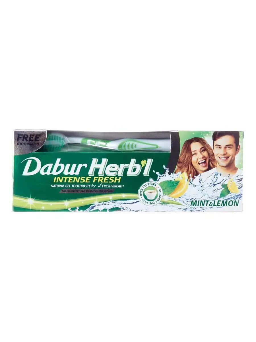 Гель зубной Dabur, с мятой и лимоном, антибактериальный, 150 г