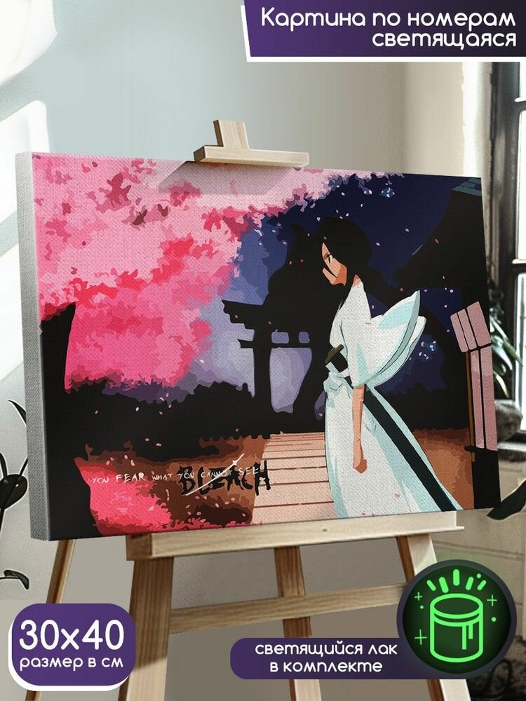 Картина по номерам со светящейся краской аниме блич (bleach, ичиго, рукия, орихиме) - 1844 30х40