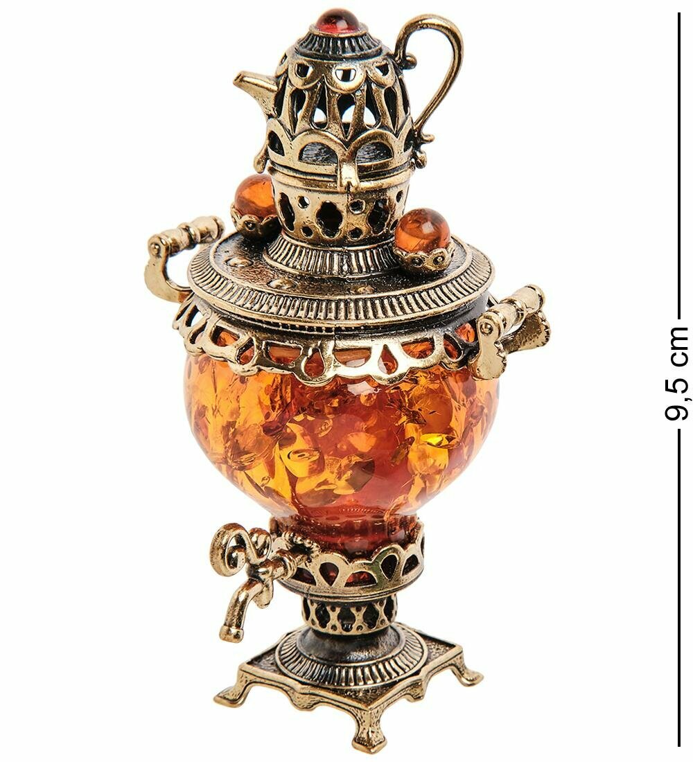 Фигурка Самовар с чайником (латунь, янтарь) A2163885 Народные промыслы бронзовый