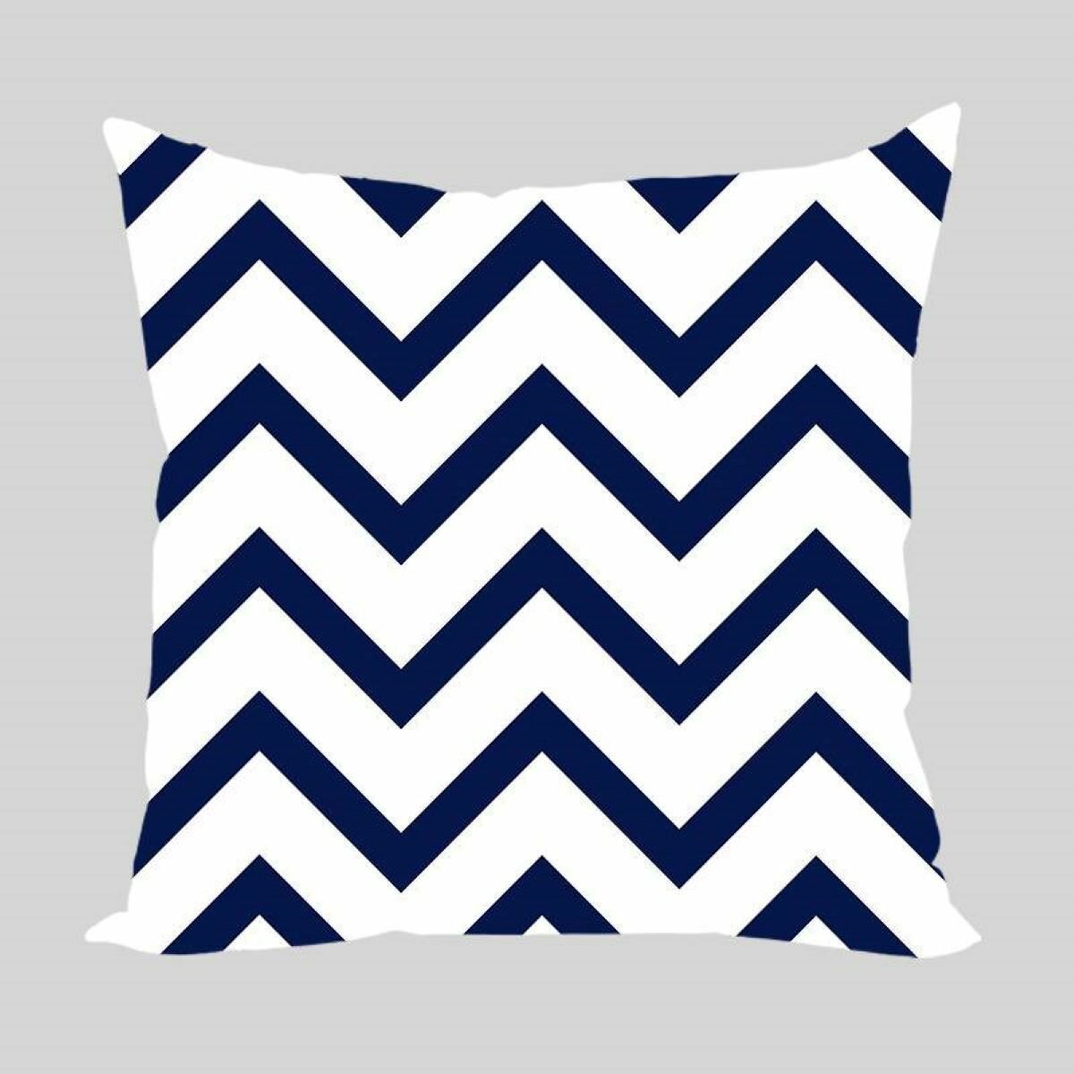 Чехол для подушки Синий зигзаг велюр 40х40