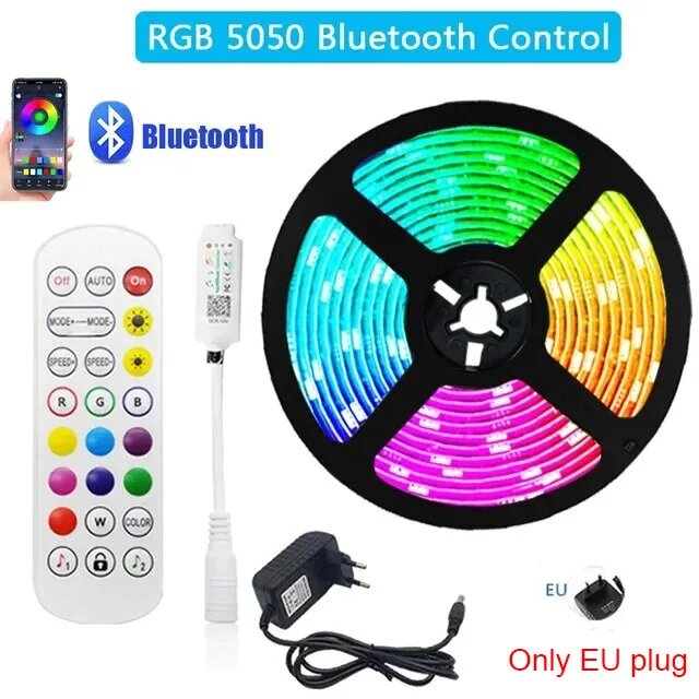 RGB светодиодная лента Adiodo 5050 12В Bluetooth Control, RGB 5050, 20 m, IP65 Waterproof