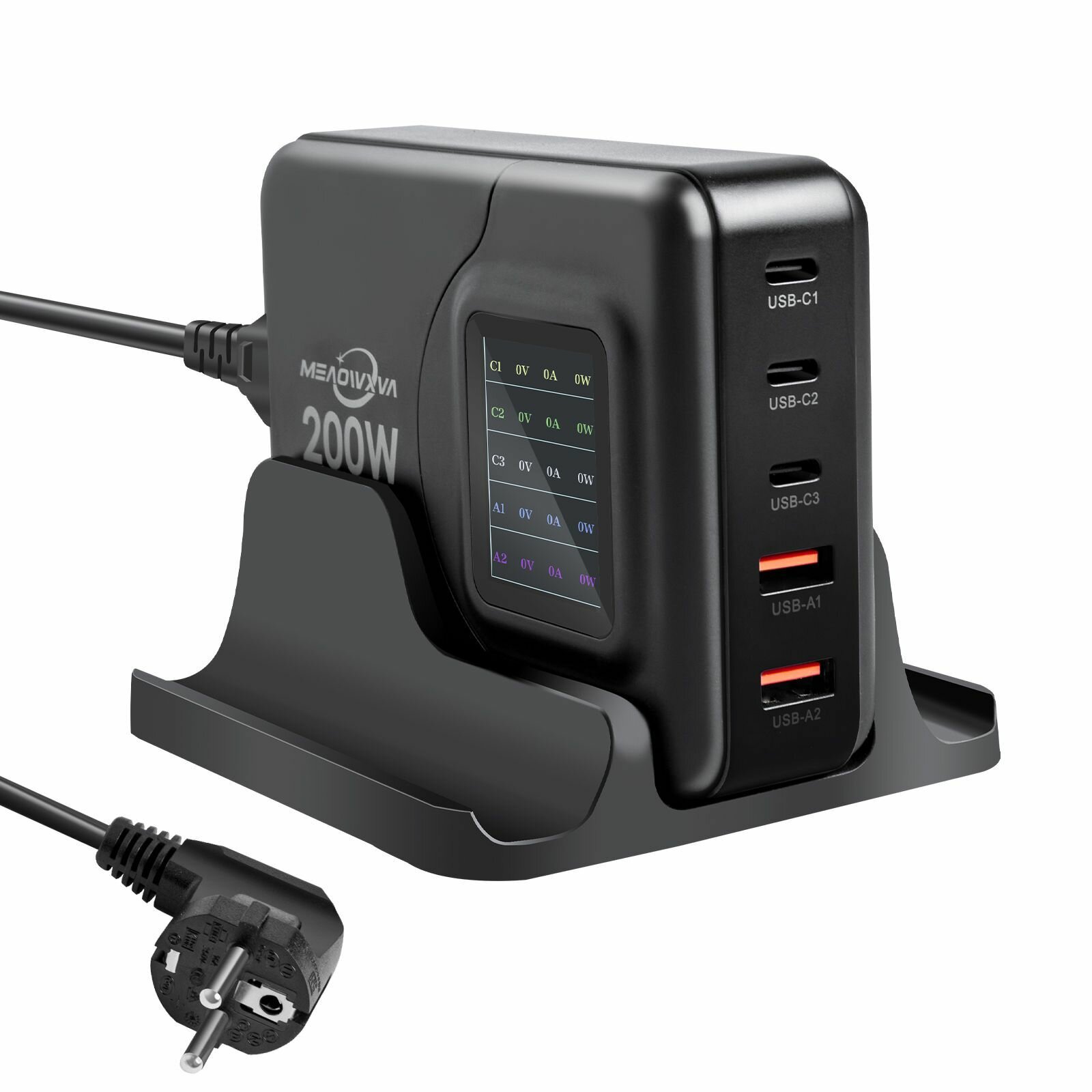 Зарядное устройство MEAOWXVA, быстрая зарядка, 3 порта USB C, 5 портов, 200Вт