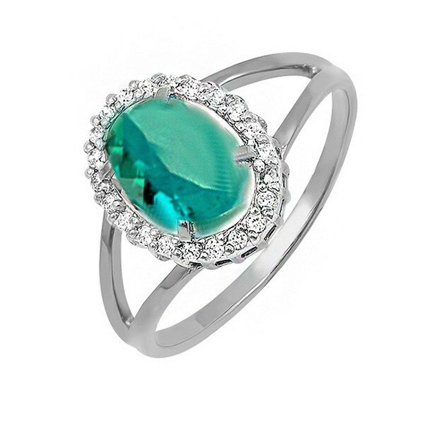 Кольцо, серебро, 925 проба, родирование, фианит, кристалл