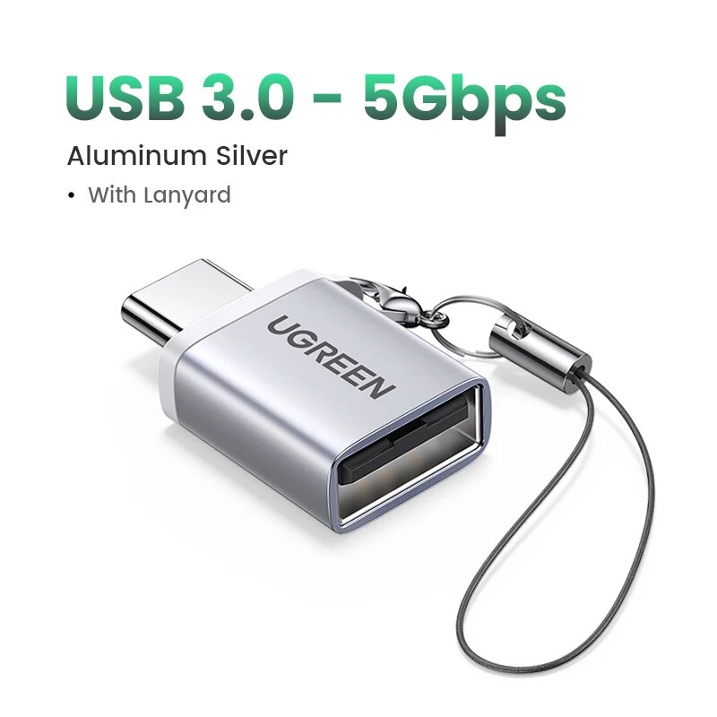 USB-адаптер Ugreen для устройств с разъемом type-C USB 3.0 Metal Silver