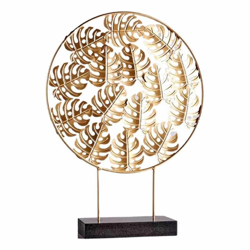 Металлическое украшение в виде листьев, скульптура из листьев монстеры на деревянной основе, ручная работа