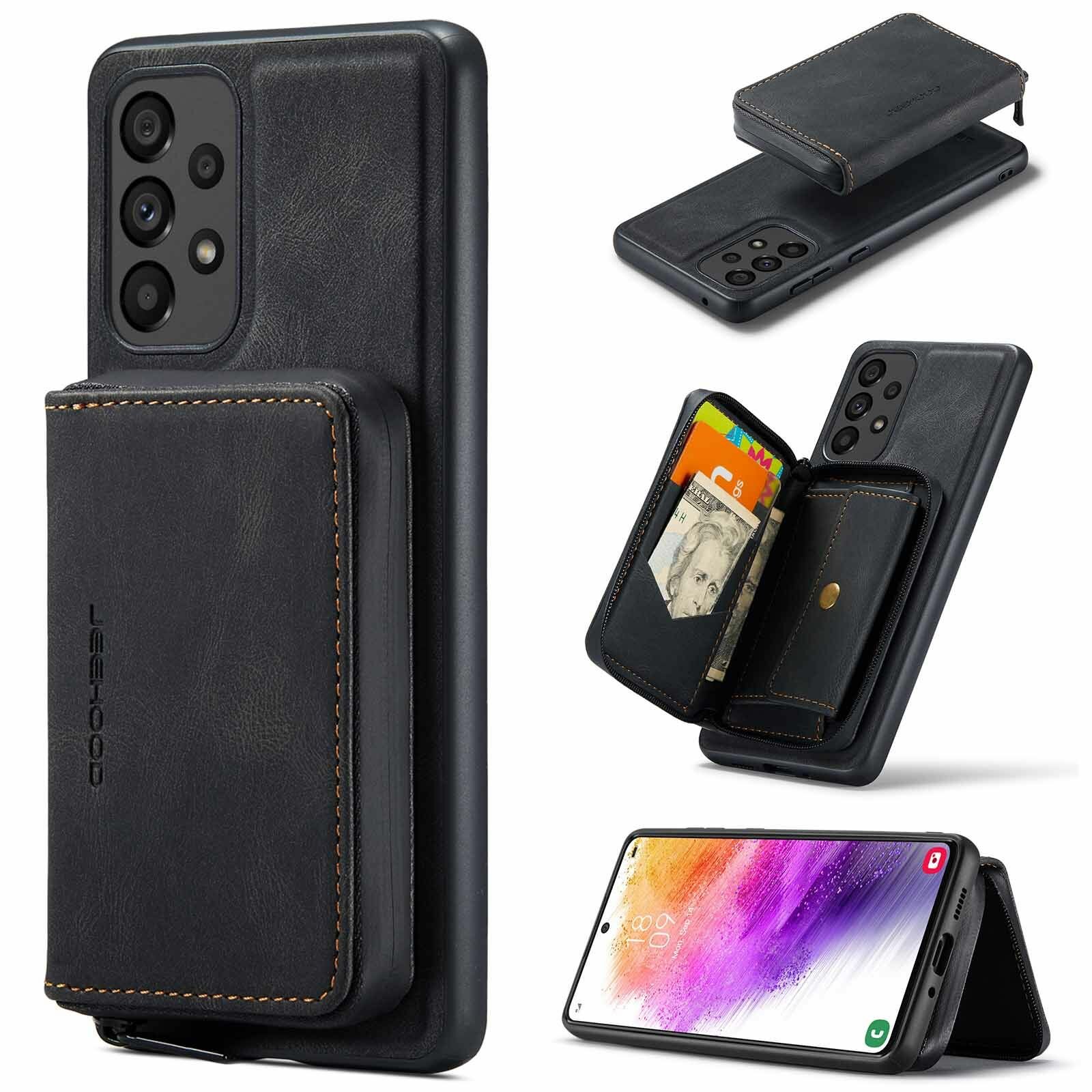 JEEHOOD Тонкий кожаный чехол для Samsung Galaxy A73 5G (Самсуиг Галакси А73 5G) , защитный чехол для телефона, съемный чехол-кошелек с карманом