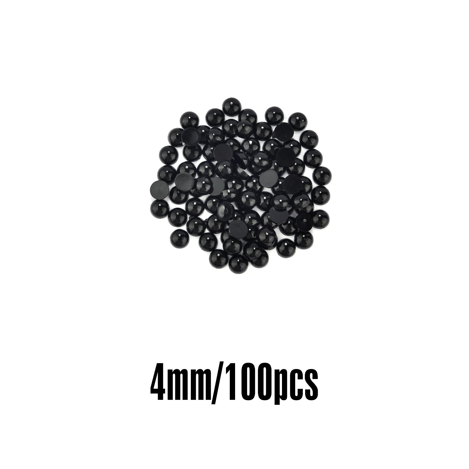 Черные пластиковые глаза для кукол 4 мм, 100 шт.