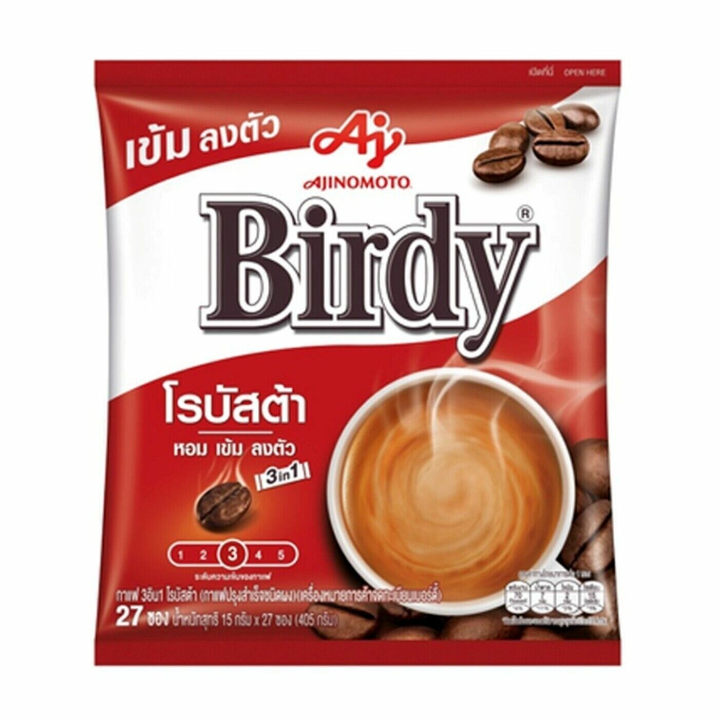 Birdy 3 в 1 Робуста Смесь растворимого кофе 15 г x 27 шт